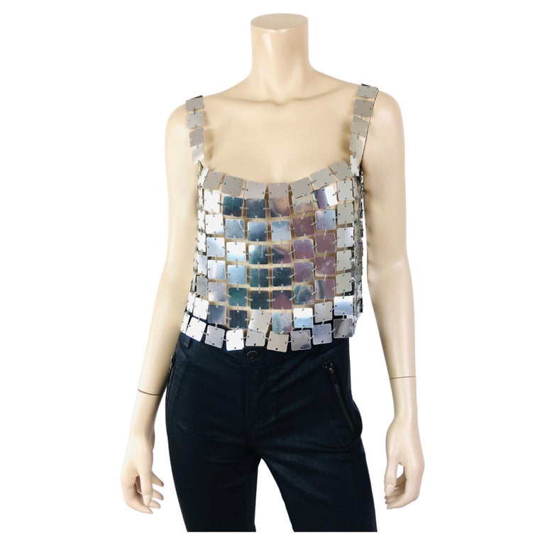 Vintage Paco Rabanne Style Space Curtain Aluminum Disc Cropped Tank Top ...