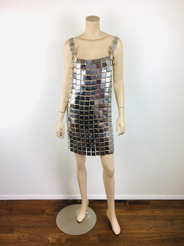 Vintage Paco Rabanne Style Space Curtain Aluminum Disc Mini Dress at ...