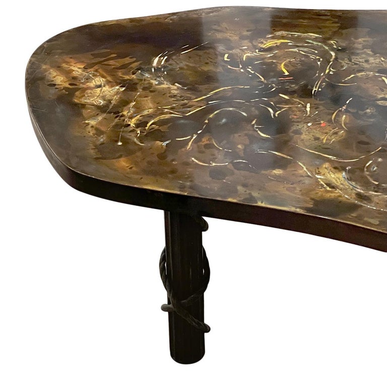 Vintage Paintated Bronze Laverne Table For Sale at 1stDibs