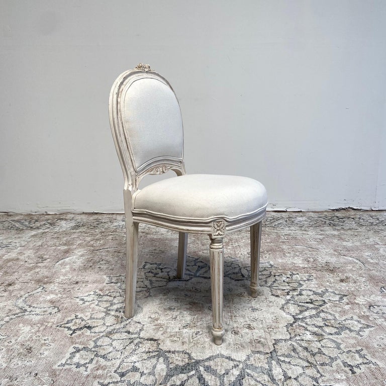 Vintage Painted and Upholstered French Louis XVI Style Desk Chair at ...