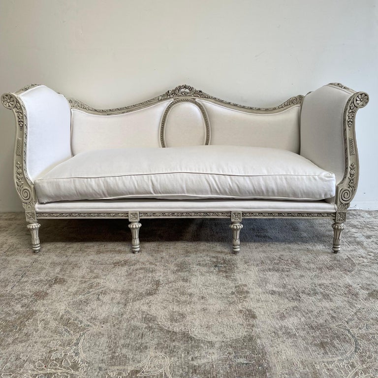 Vintage Painted and Upholstered Louis XVI Style Sofa For Sale at 1stDibs