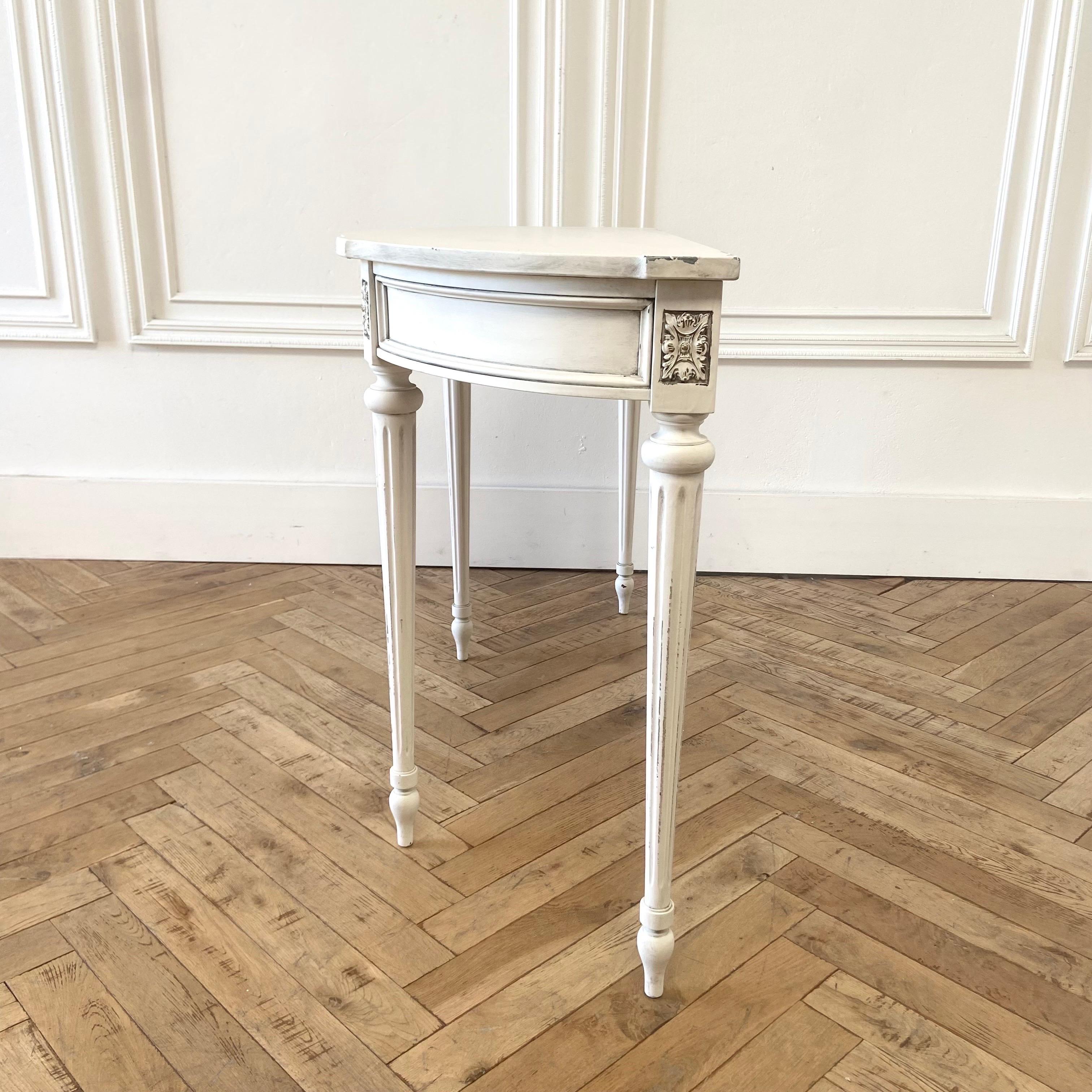 Vintage Painted Demi Lune Louis XVI Style Table For Sale at 1stDibs