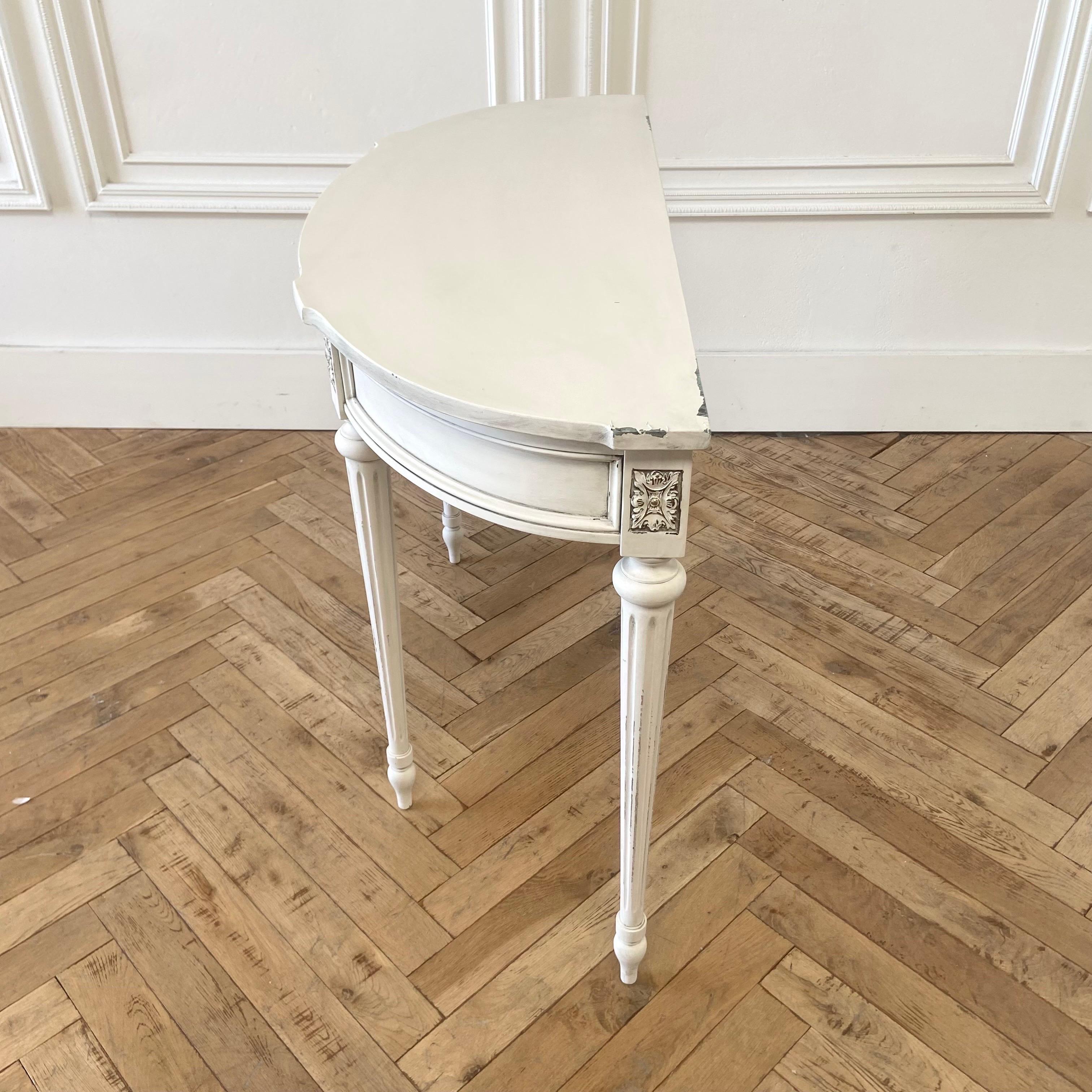 Vintage Painted Demi Lune Louis XVI Style Table For Sale at 1stDibs