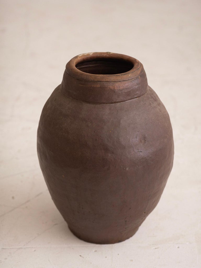 Vintage Painted Earthenware Jug Vessel For Sale at 1stDibs