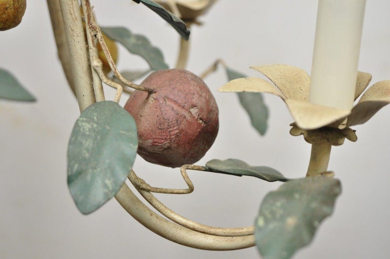 Vintage Painted Fruit Tole Metal French Country Style Light Fixture ...