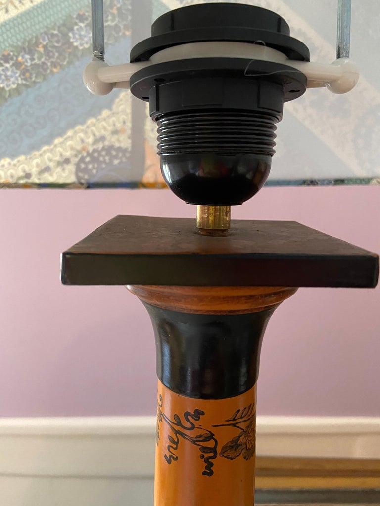 Vintage Painted Metal Table Lamp with Customized Shade, France Late ...