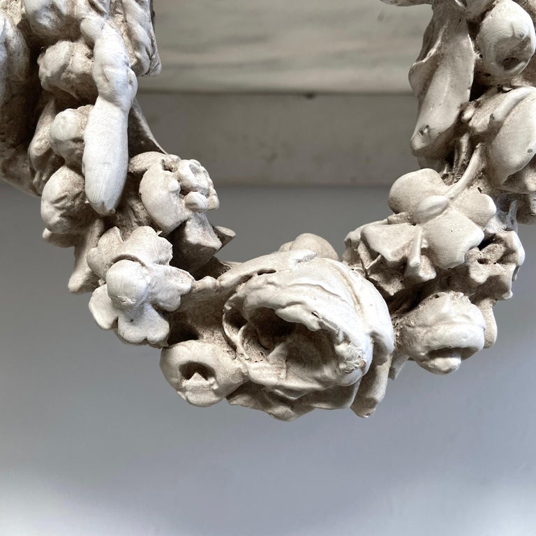 Vintage Painted Rose Swag Console Table with Marble Top For Sale at 1stDibs