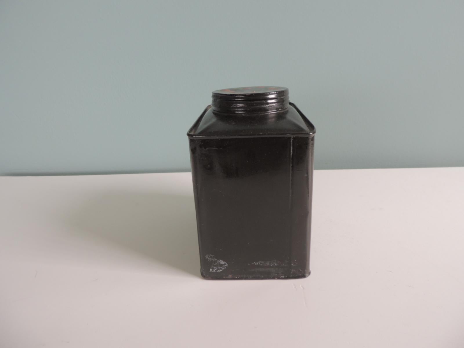 Vintage Painted Tole Folk Art Style Tea Canister For Sale at 1stDibs