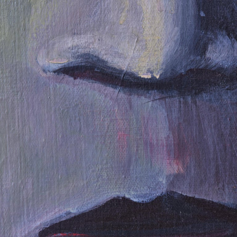 Multi-color Vintage Painting of a Sad Boy For Sale at 1stDibs