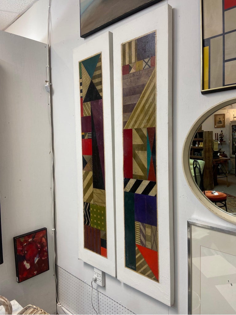 Vintage Pair 1992 Signed Gregg Robinson Post Modern Geometric Abstract ...