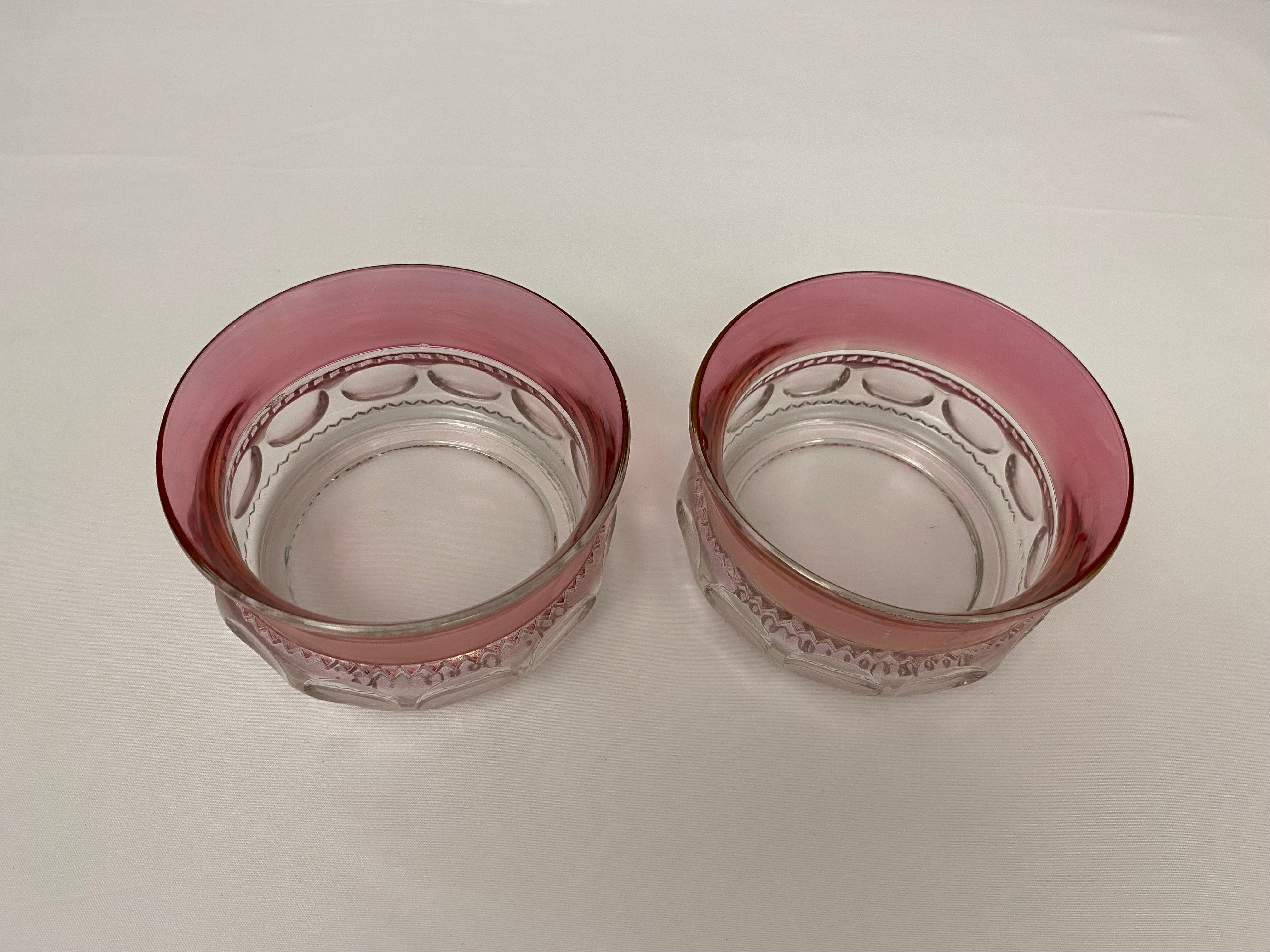 Vintage Pair Bohemian Pink and Clear Czech Glass Candy Dishes or ...