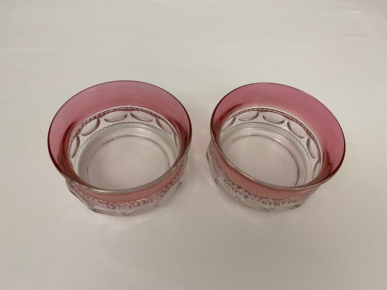 Vintage Pair Bohemian Pink and Clear Czech Glass Candy Dishes or ...