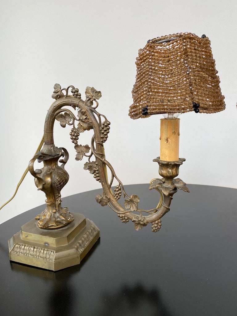 Vintage Pair of Brass Grapevine Arm Style Piano Lamps at 1stDibs