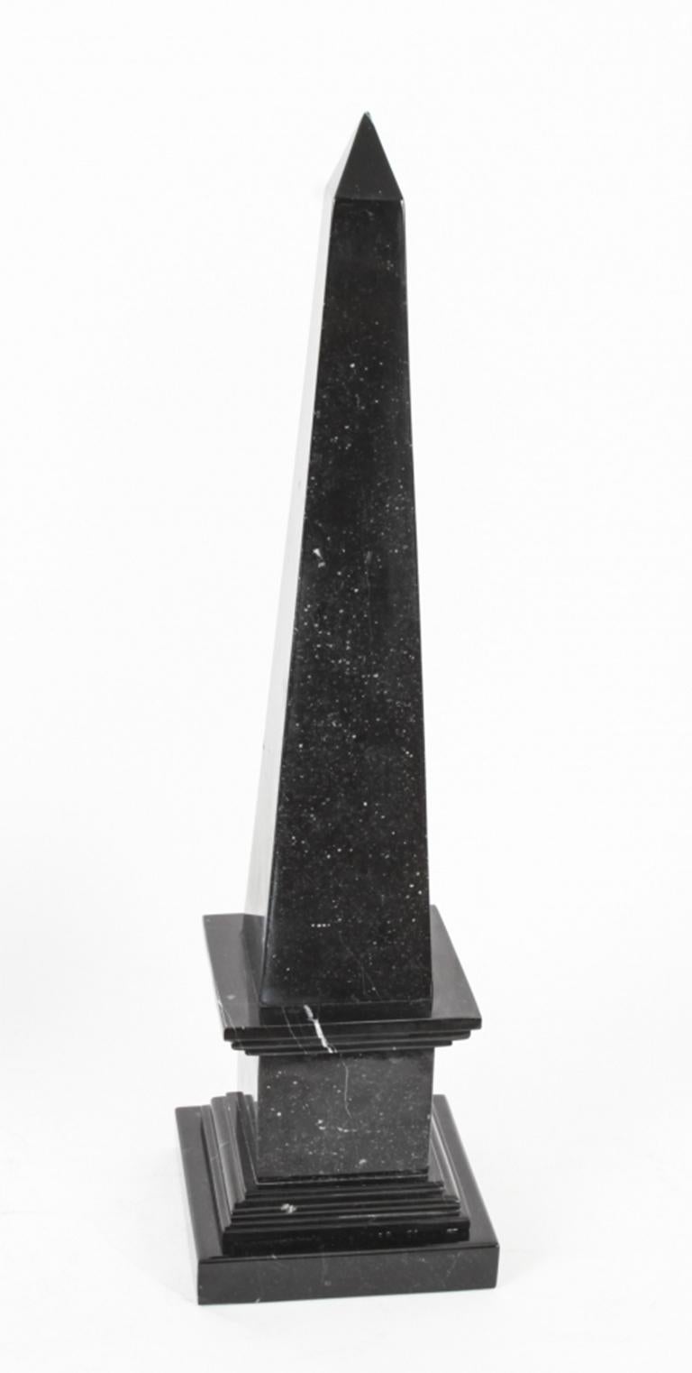 Vintage Pair Empire Revival Black Marble Obelisks 20th C For Sale at ...