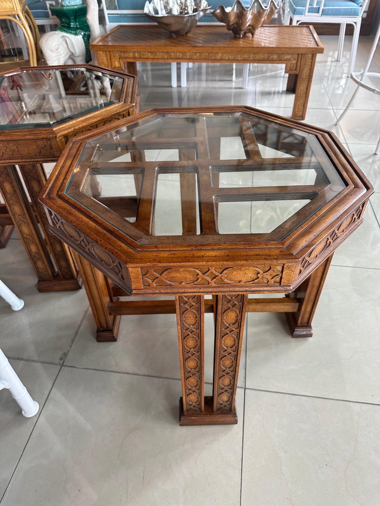 Vintage Pair End Side Tables Fret Work Fretwork Chinese Chippendale ...