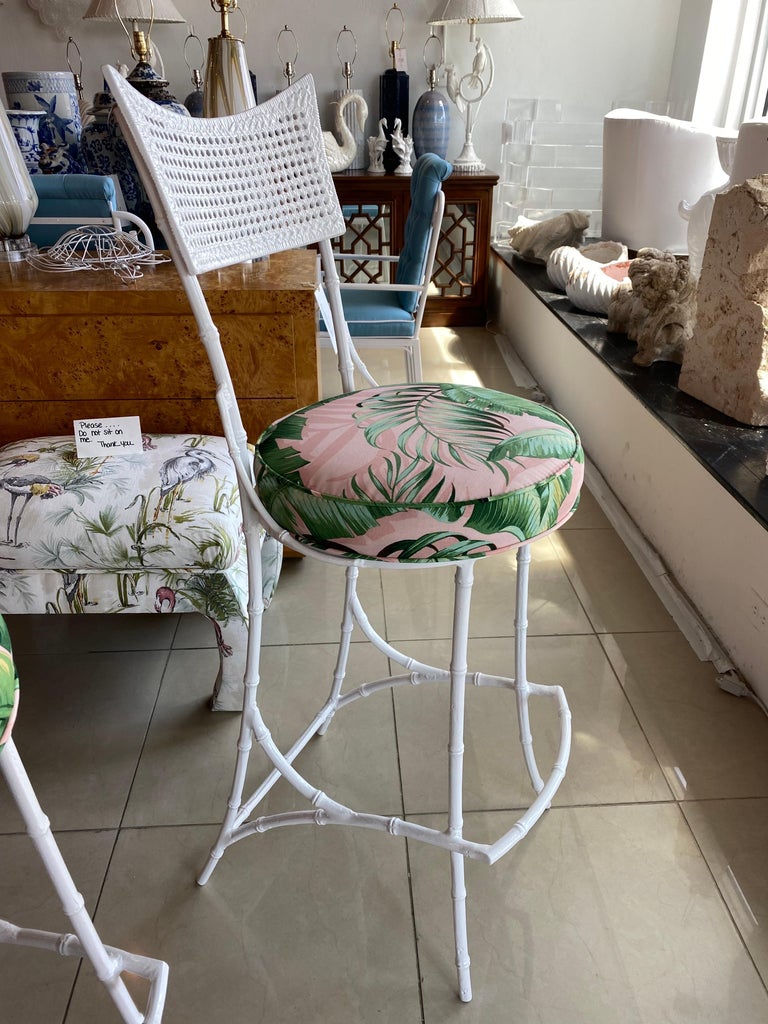 Vintage Pair Faux Bamboo Phyllis Morris Barstools Patio Powdercoated ...