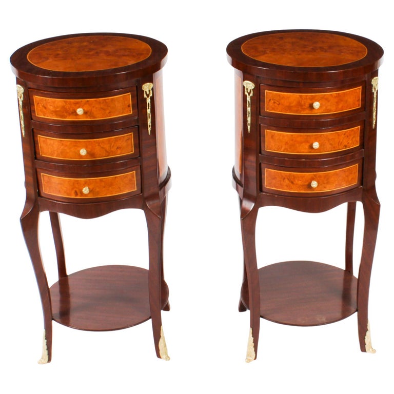 Vintage Pair French Circular Chests Bedside Cabinets Late 20th Century ...