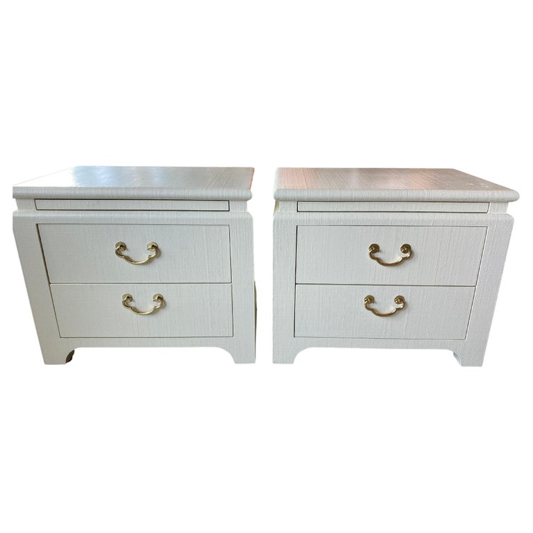 Vintage Pair Harrison Van Horn Grasscloth Raffia Pagoda Night Stands ...