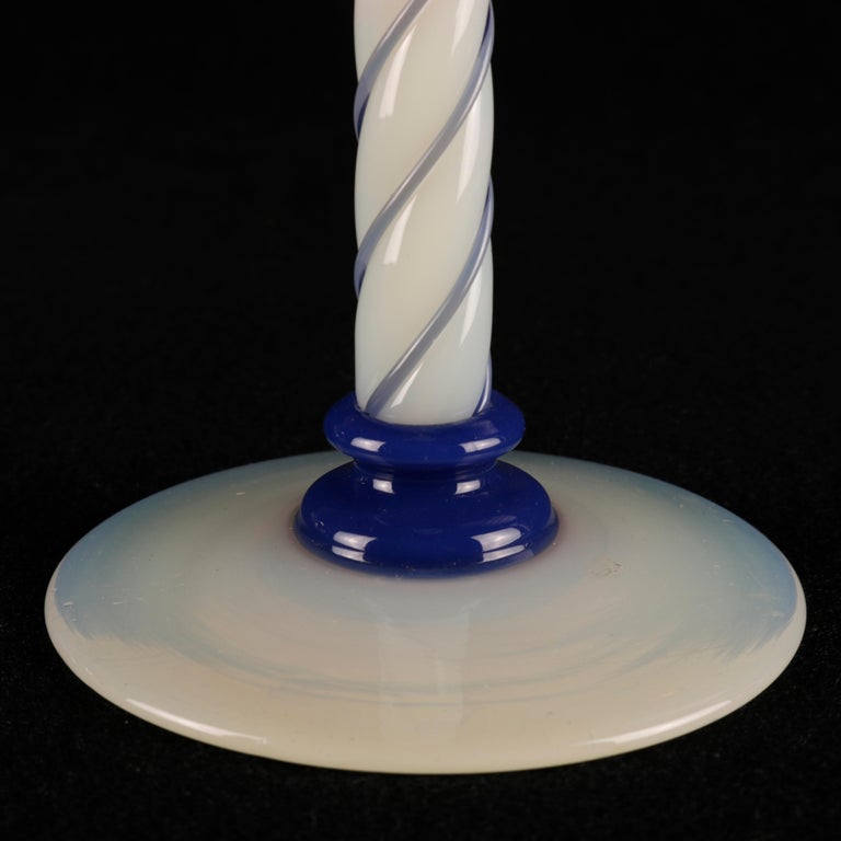 Vintage Pair of H.C. Fry Foval Hand Blown Art Glass Candlesticks, 20th ...