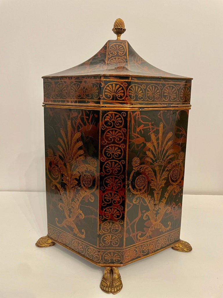 Vintage Pair Lacquered Maitland Smith Canister Boxes For Sale at 1stDibs