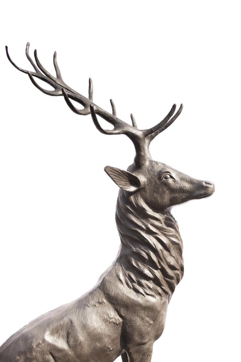 Vintage Pair Life-Size Bronze Stags Deer Statues 20th Century For Sale ...