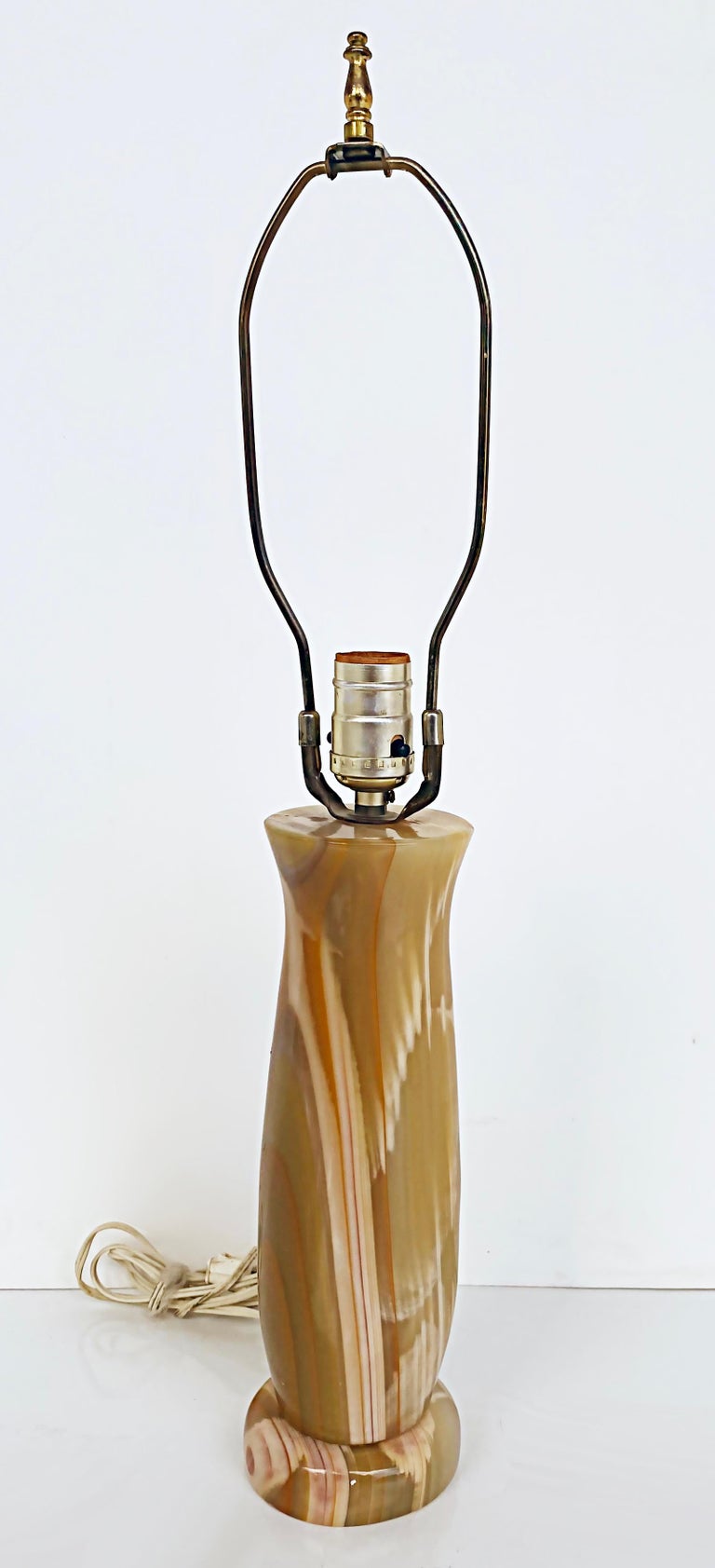 Vintage Pair of Agate Table Lamps on Round Circular Bases For Sale at ...