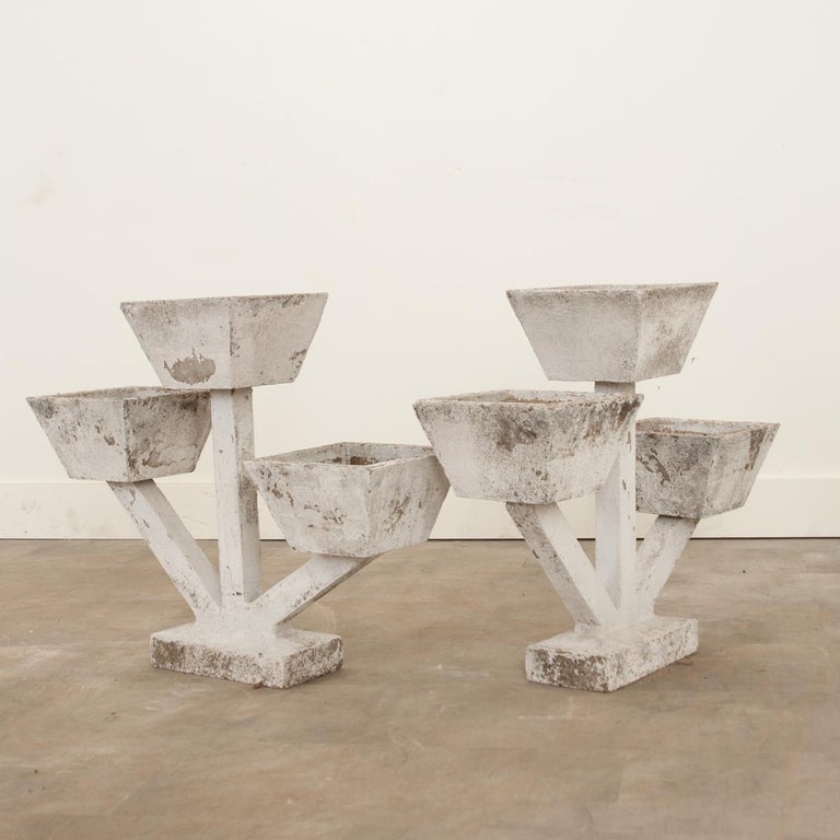 Vintage Pair of Art Deco Stone Planters For Sale at 1stDibs