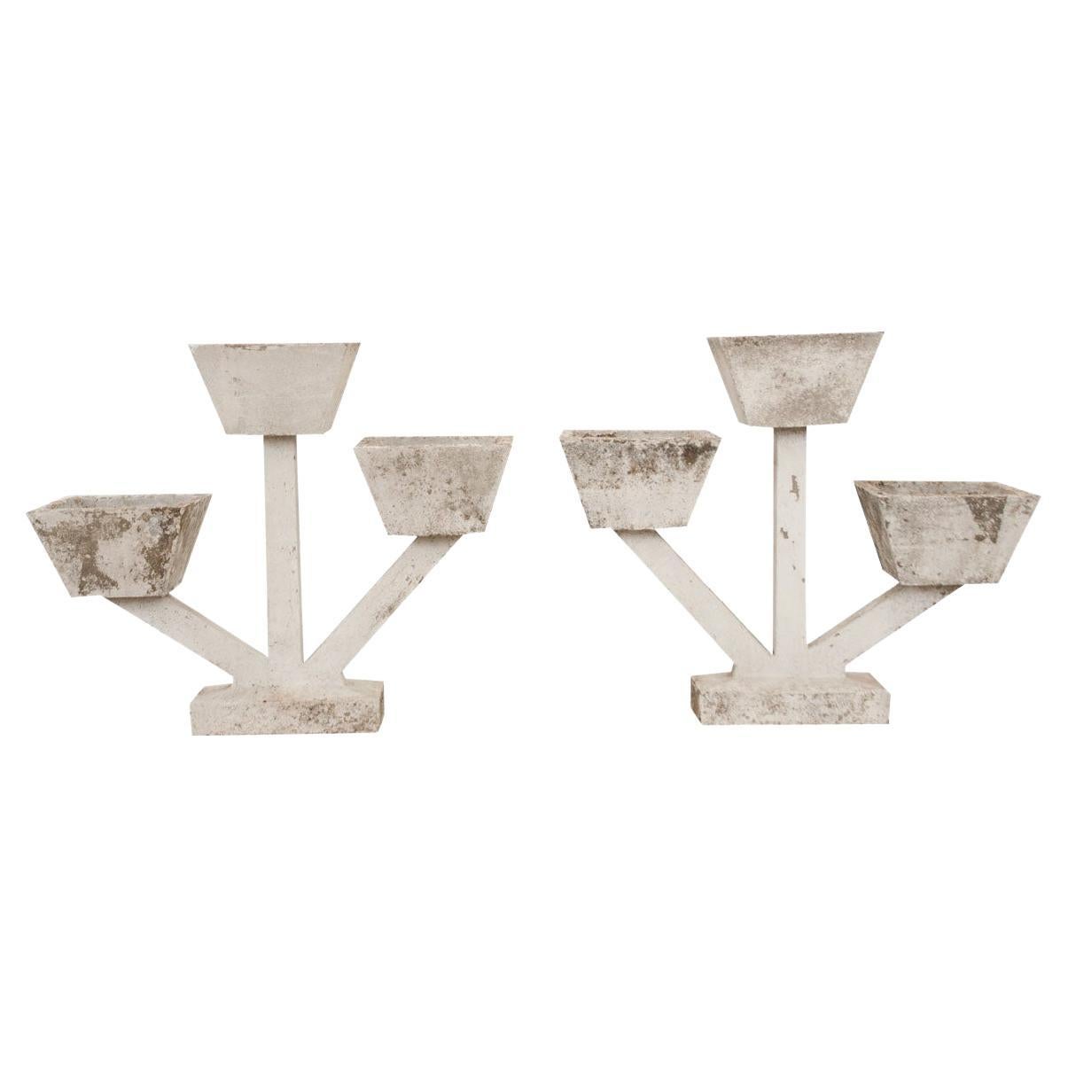 Vintage Pair of Art Deco Stone Planters For Sale at 1stDibs