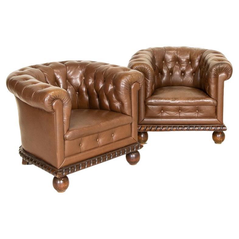 Pair of Elegant Channel Back Club Chairs at 1stDibs