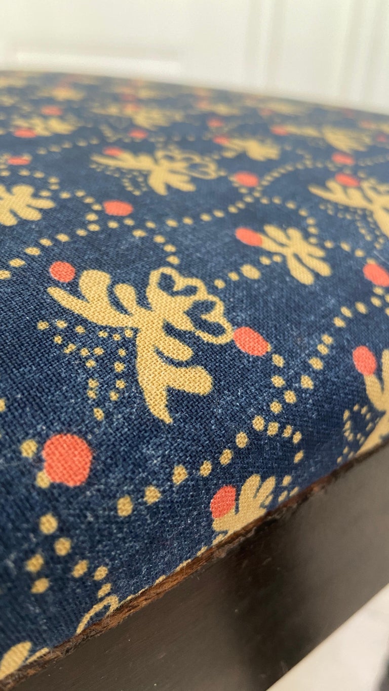 Vintage Pair of Bobbin Chairs with New Blue Upholstery, England 19th ...