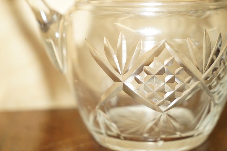 Vintage Pair of circa 1930's Heavy Cut Glass Jug Art Deco Jugs ...
