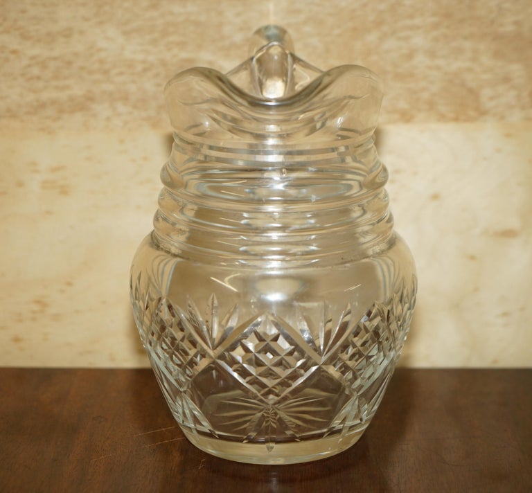 Vintage Pair of circa 1930's Heavy Cut Glass Jug Art Deco Jugs ...