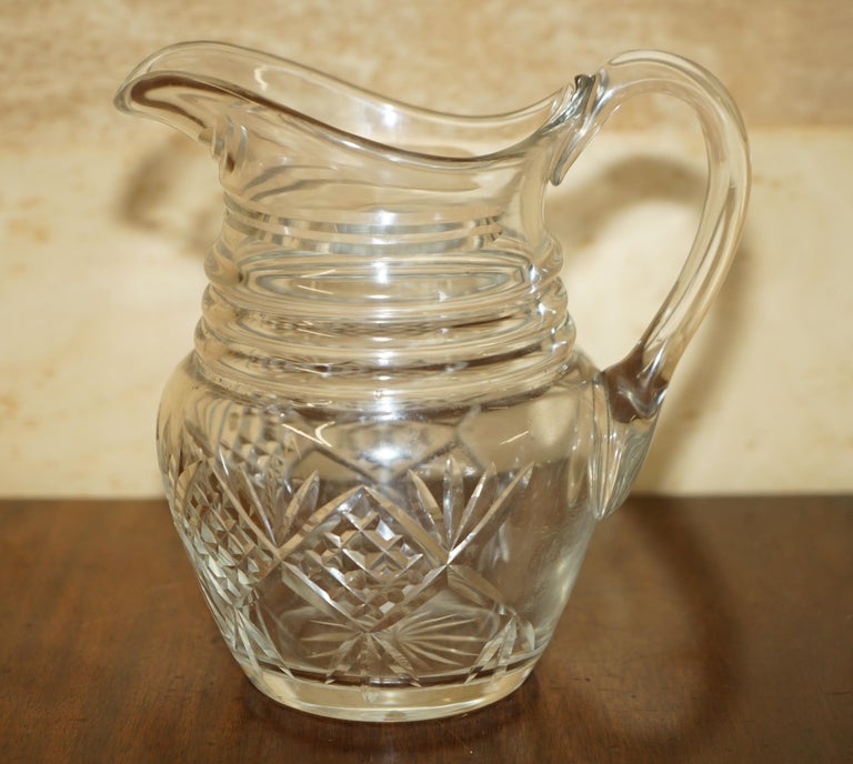 Vintage Pair of circa 1930's Heavy Cut Glass Jug Art Deco Jugs ...