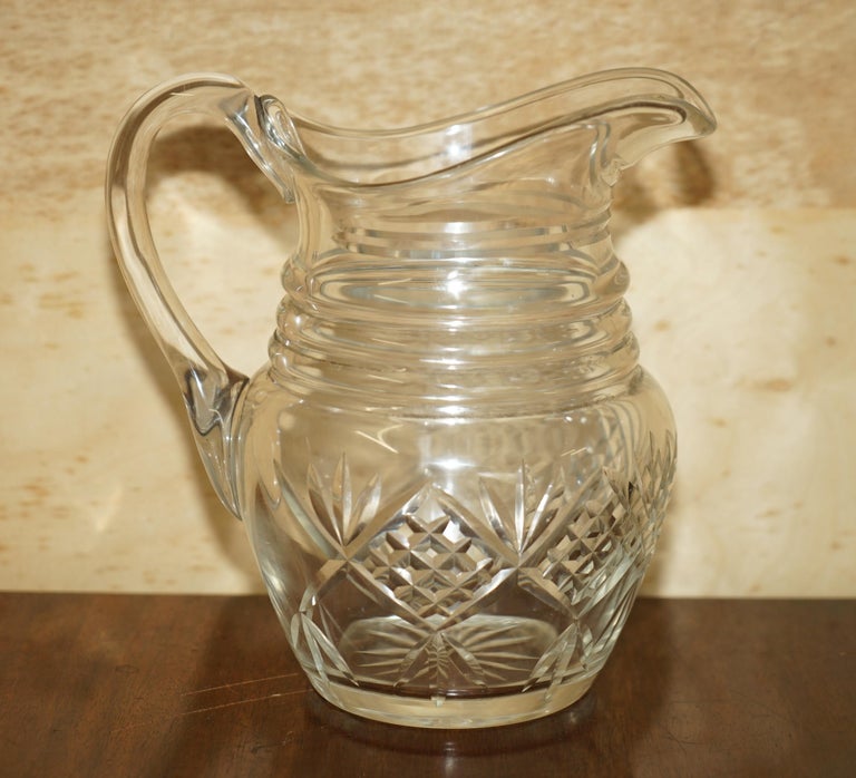 Vintage Pair of circa 1930's Heavy Cut Glass Jug Art Deco Jugs ...