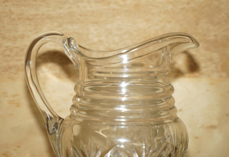 Vintage Pair of circa 1930's Heavy Cut Glass Jug Art Deco Jugs ...