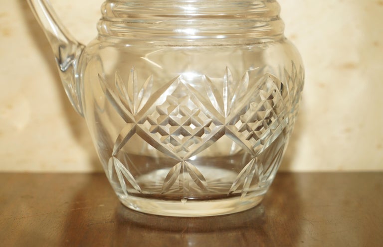 Vintage Pair of circa 1930's Heavy Cut Glass Jug Art Deco Jugs ...