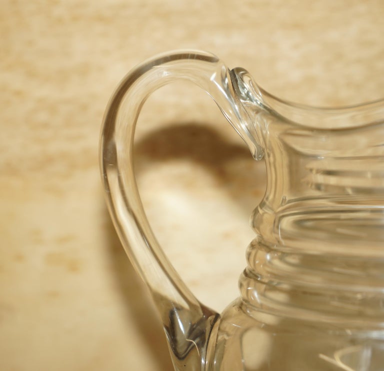 Vintage Pair of circa 1930's Heavy Cut Glass Jug Art Deco Jugs ...