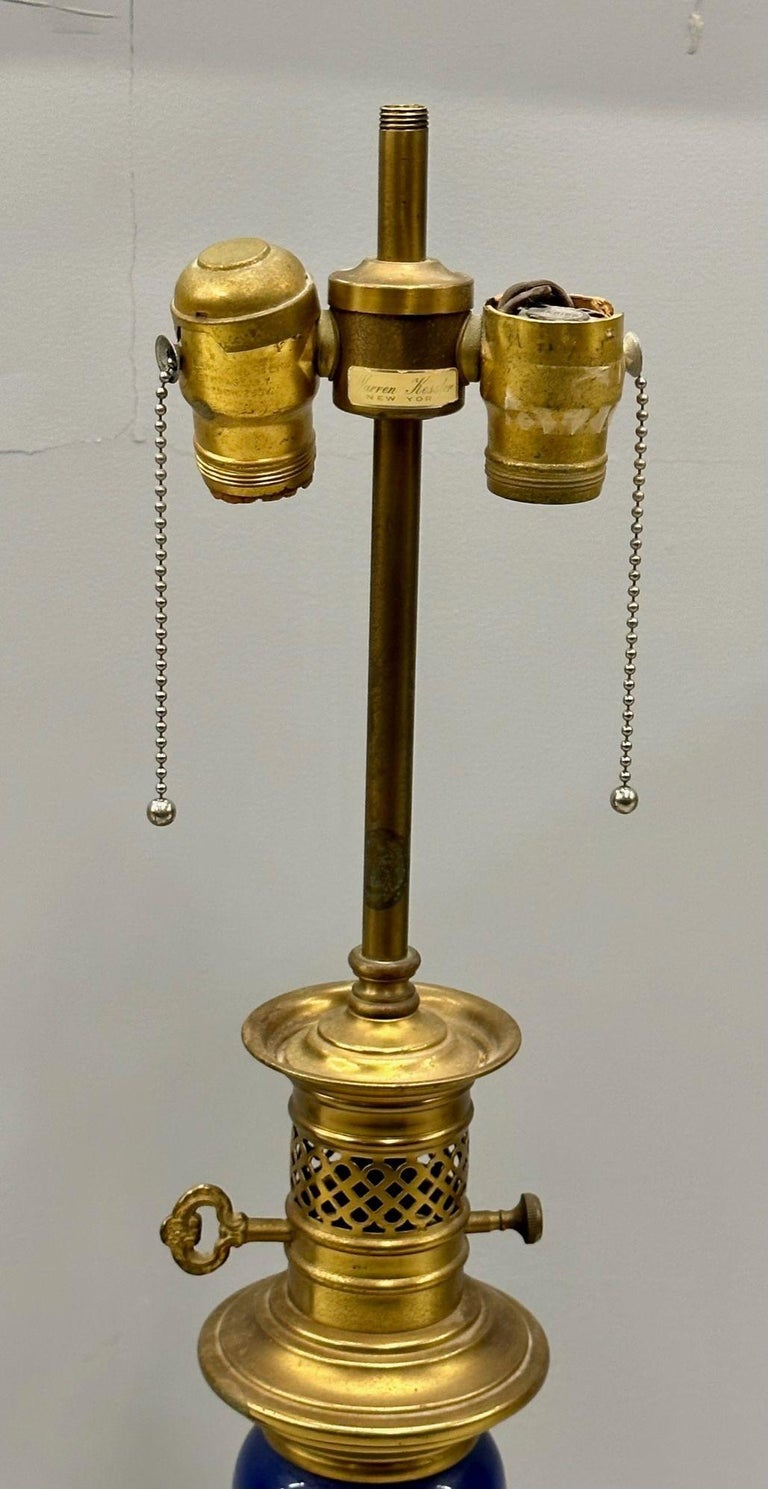 Vintage Pair of Cobalt Blue Warren Kessler Porcelain Table Lamps, Brass ...