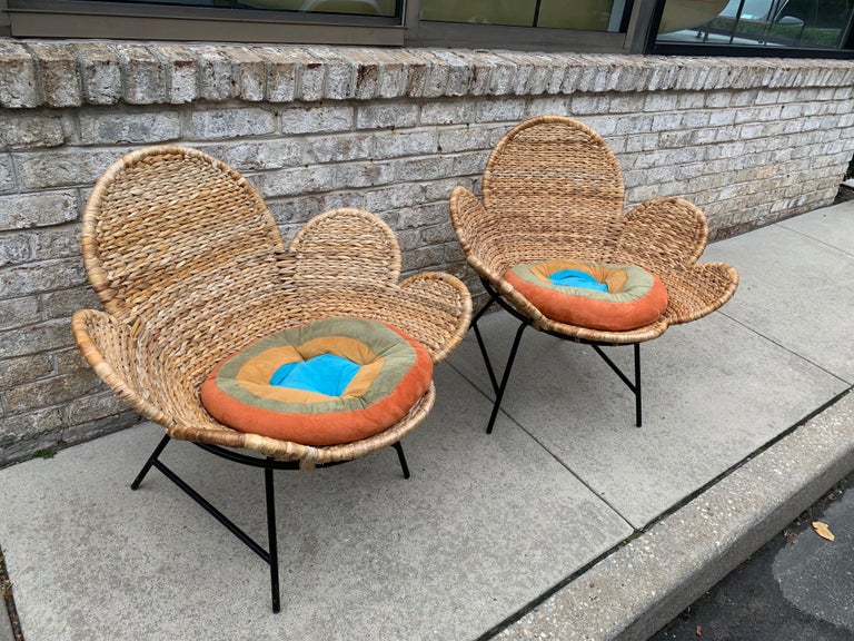 Vintage Pair of Daisy Design Woven Jute Chairs at 1stDibs