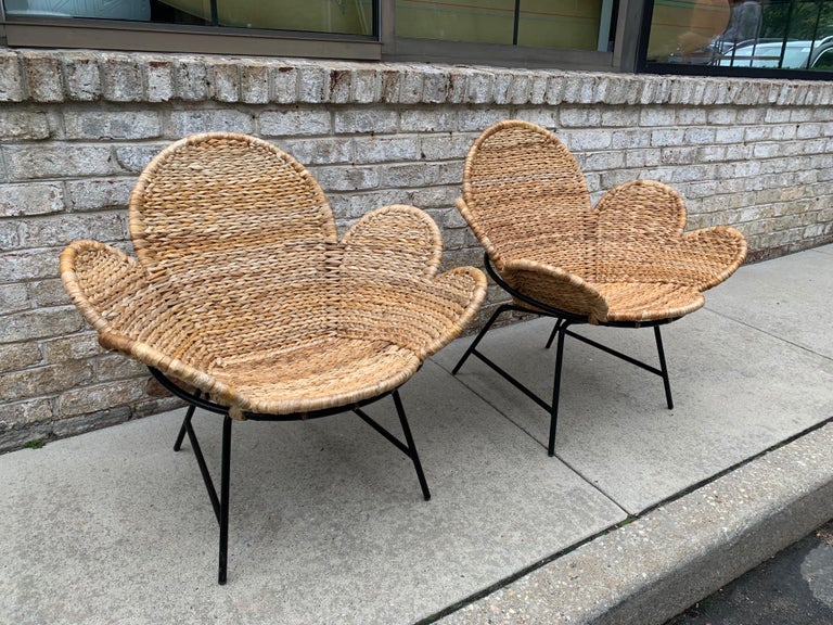 Vintage Pair of Daisy Design Woven Jute Chairs at 1stDibs