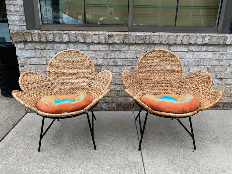 Vintage Pair of Daisy Design Woven Jute Chairs at 1stDibs