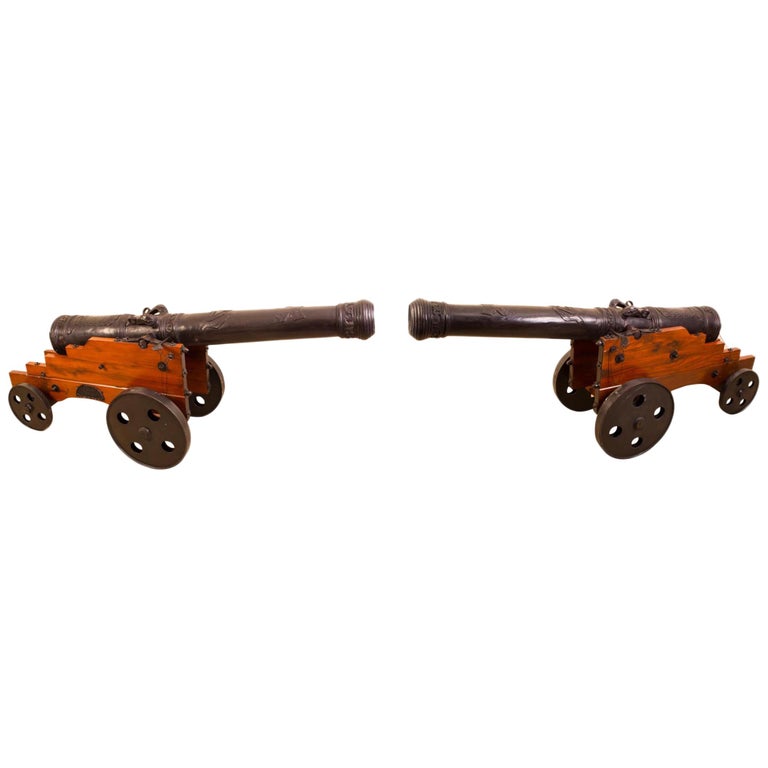 Vintage Pair of Decorative 6ft Bronze Artillery Cannons 20th Century at ...