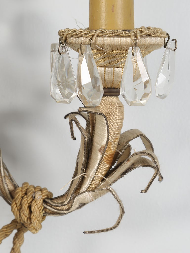 Vintage Pair of French Sconces Accented Finely Wrapped Thread and Rope ...