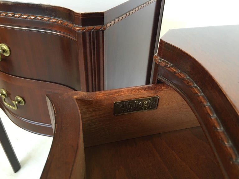 Vintage Pair of Georgian Mahogany Serpentine Nightstands or End Tables ...