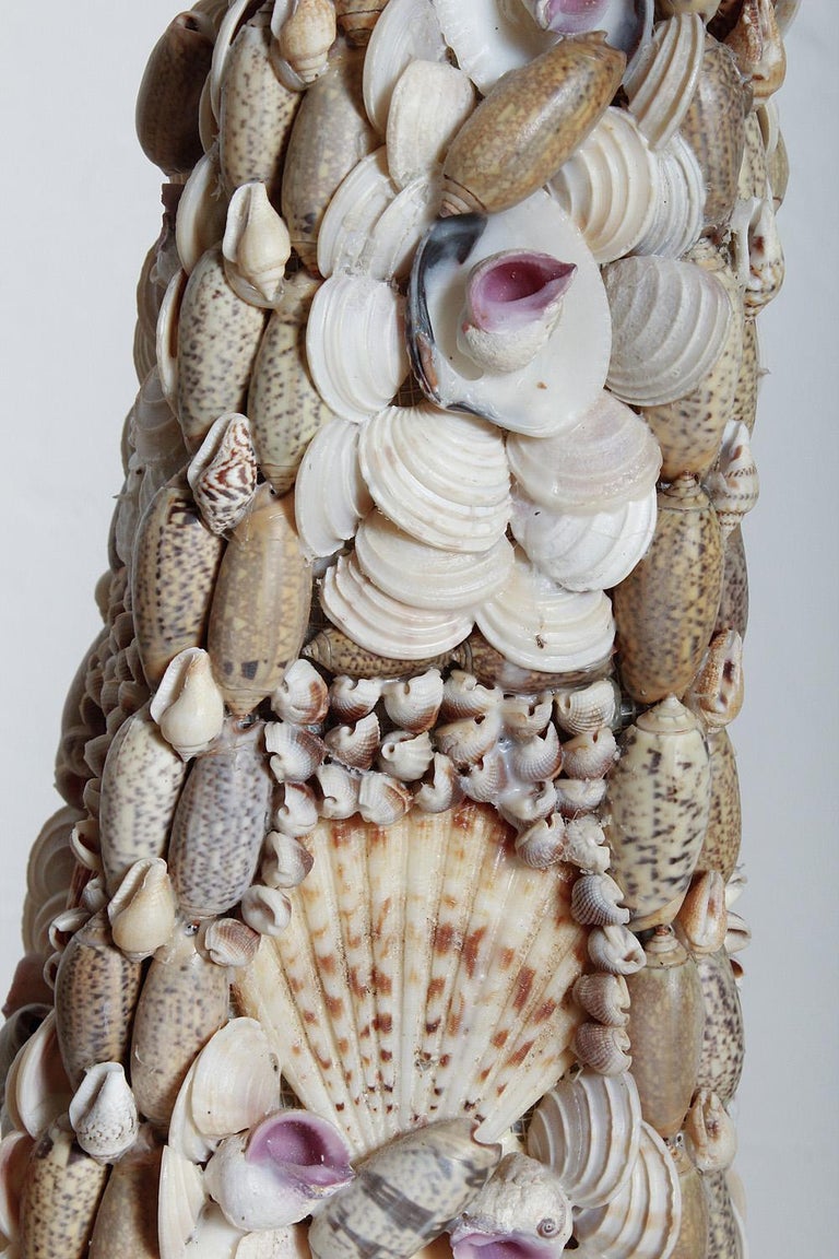 Vintage Pair of Large Shell Encrusted Obelisks at 1stDibs
