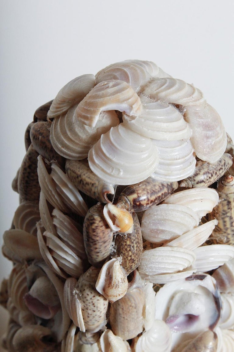 Vintage Pair of Large Shell Encrusted Obelisks at 1stDibs