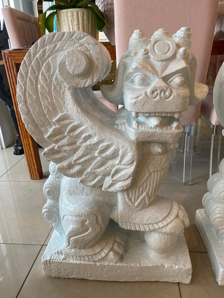Vintage Pair of Light Blue Foo Dog Plaster Dining Table or Console ...
