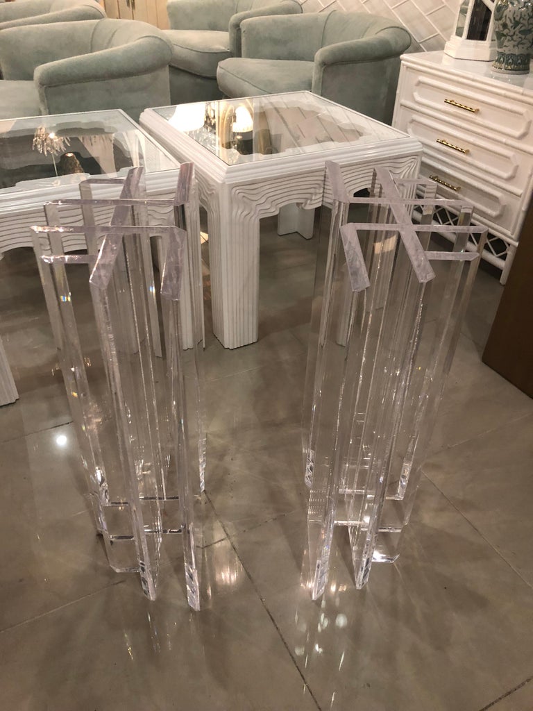 Vintage Pair of Lucite Dining Table or Desk Bases Geometric at 1stDibs ...