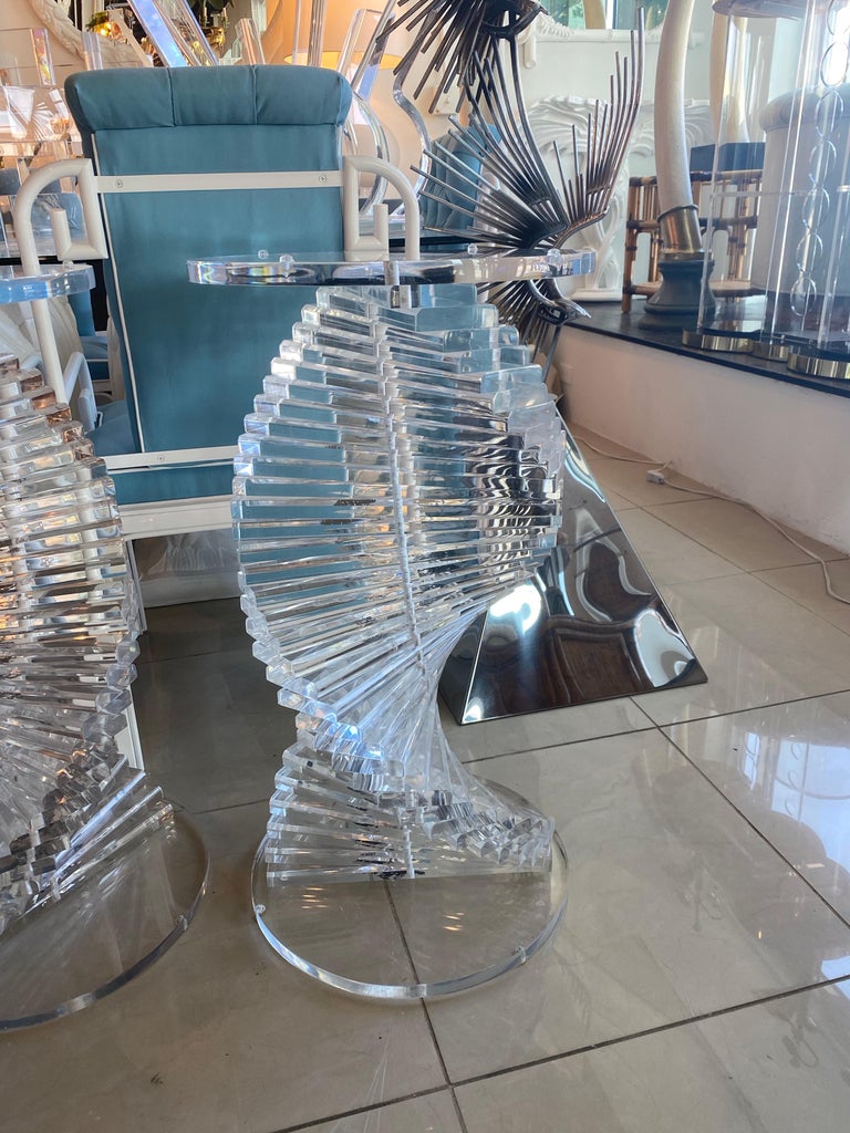 Vintage Pair of Lucite DNA Spiral Helix Dining Table or Desk Bases at ...