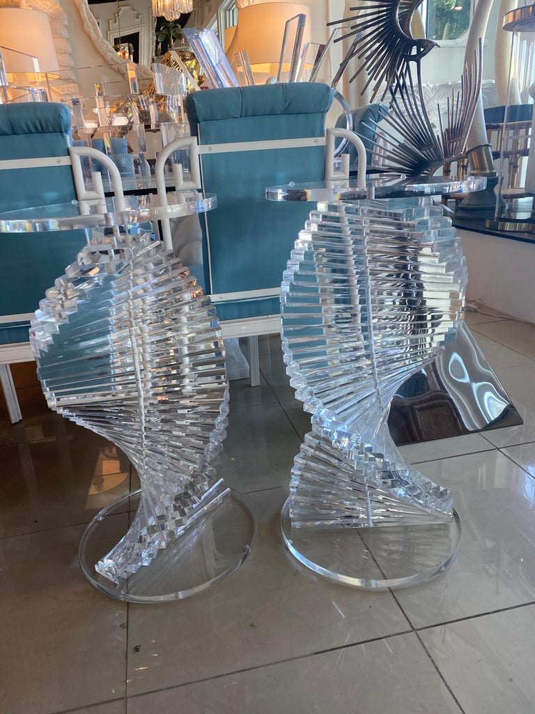 Vintage Pair of Lucite DNA Spiral Helix Dining Table or Desk Bases at ...